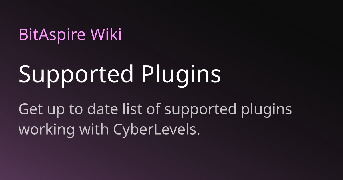 Supported Plugins